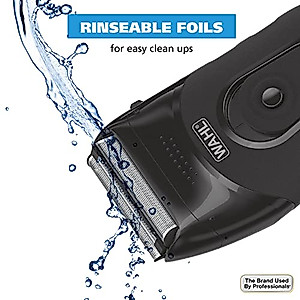 Wahl Compact Rechargeable Lithium Ion Shaver Kit with Hygienic Rinseable Foils & Cutter Bar with Dual Flexible Foils That Move with The Contours of Your Face - 7065