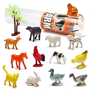 82 Piece Animal Toy, Assorted Mini Dinosaur Insect Ocean Sea Farm Jungle Animal Dog Figure, Realistic Vinyl Plastic Small Zoo Play Set for Sensory Bin Cupcake Topper Party Favors