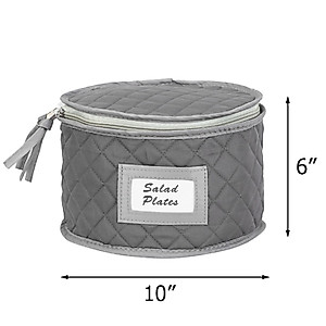 China Storage Case - Salad Plate Quilted Case - 10 inches Diameter x 6 inches Height - Gray - Includes 12 Felt Separators