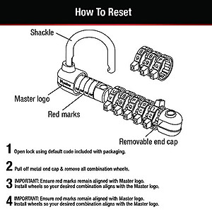 Master Lock Word Combination Lock, Set Your Own Word Combination Lock for Gym and School Lockers, Colors May Vary, 1534D