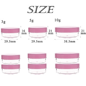 ZEJIA 5 Gram Sample Containers with Lids, Mini Makeup Containers, Empty Plastic Travel Cosmetic Containers with Labels(50 Count, Pink Lid)