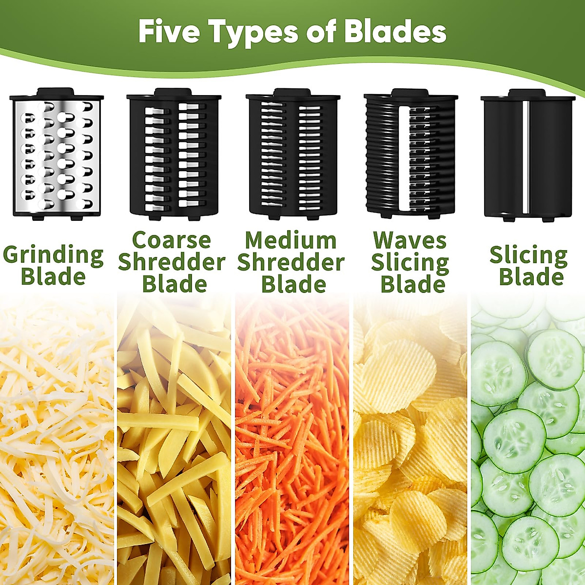 EBEAKA 2 in 1 Electric Cheese Grater and Meat Grinder for Home Use, Kube Maker, Sausage Maker, Fruit, Vegetable Slicer, Cheese Shredder for Block Cheese, Salad Maker