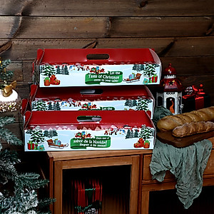 Cholemy Christmas Ham Bread Box Container 18" x 4.75" x 3" Paperboard Baking Bread Bags Non Window Bakery Bag for Holiday Packaging Gift Giving with Handle(50 Pcs)