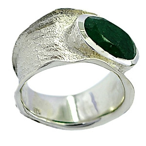 Jewelryonclick Indian Emerald Sterling Silver Statement Rings for Women Jewelry Size 5,6,7,8,9,10,11,12