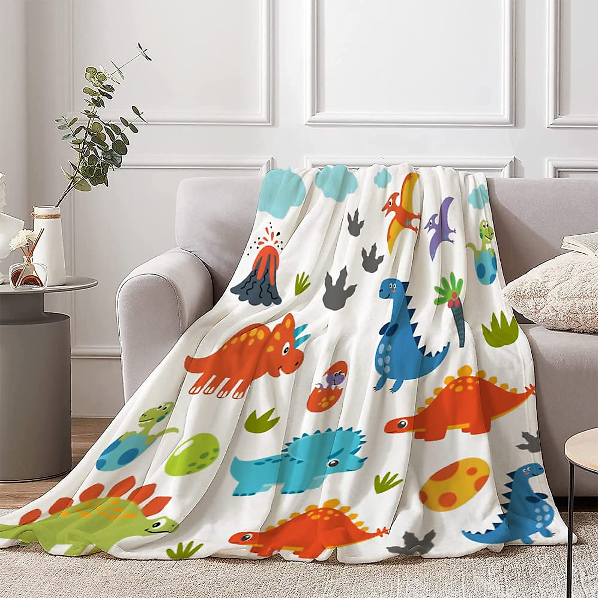 Dinosaur Blanket for Boys Kids Cartoon Dino Soft Plush Fleece Baby Toddler Throw Blanket Cute Print Travel Blankets for Girls Sofa Bed