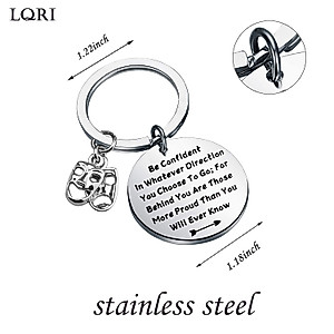 LQRI Drama Mask Charm Keychain Theatre Gift Drama Graduation Gift Be Confident In Whatever Direction You Choose To Go Drama Actor Actress Jewelry