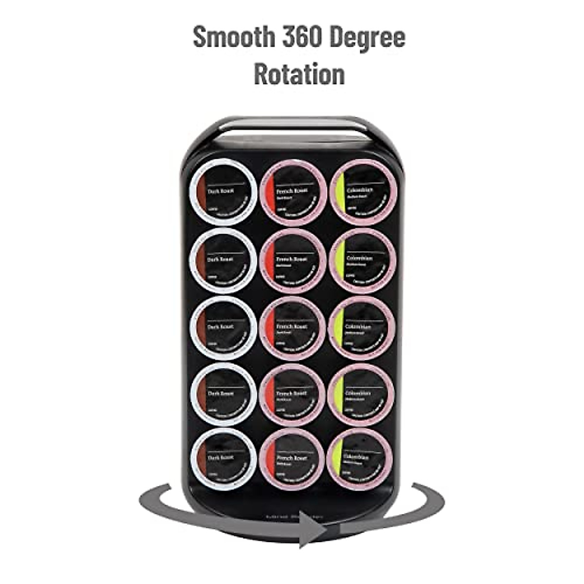 Mind Reader Carousel Coffee Pod Holder, 1 Count (Pack of 1), Black, 30 pods