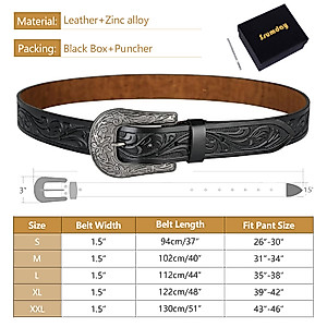 Ssumday Western Cowboy Coffee Style Leather Belts for Women Female Girl Ladies Men Cowgirl Belt Jeans Pants with Vintage Silver Buckle(ZYHCO-L)