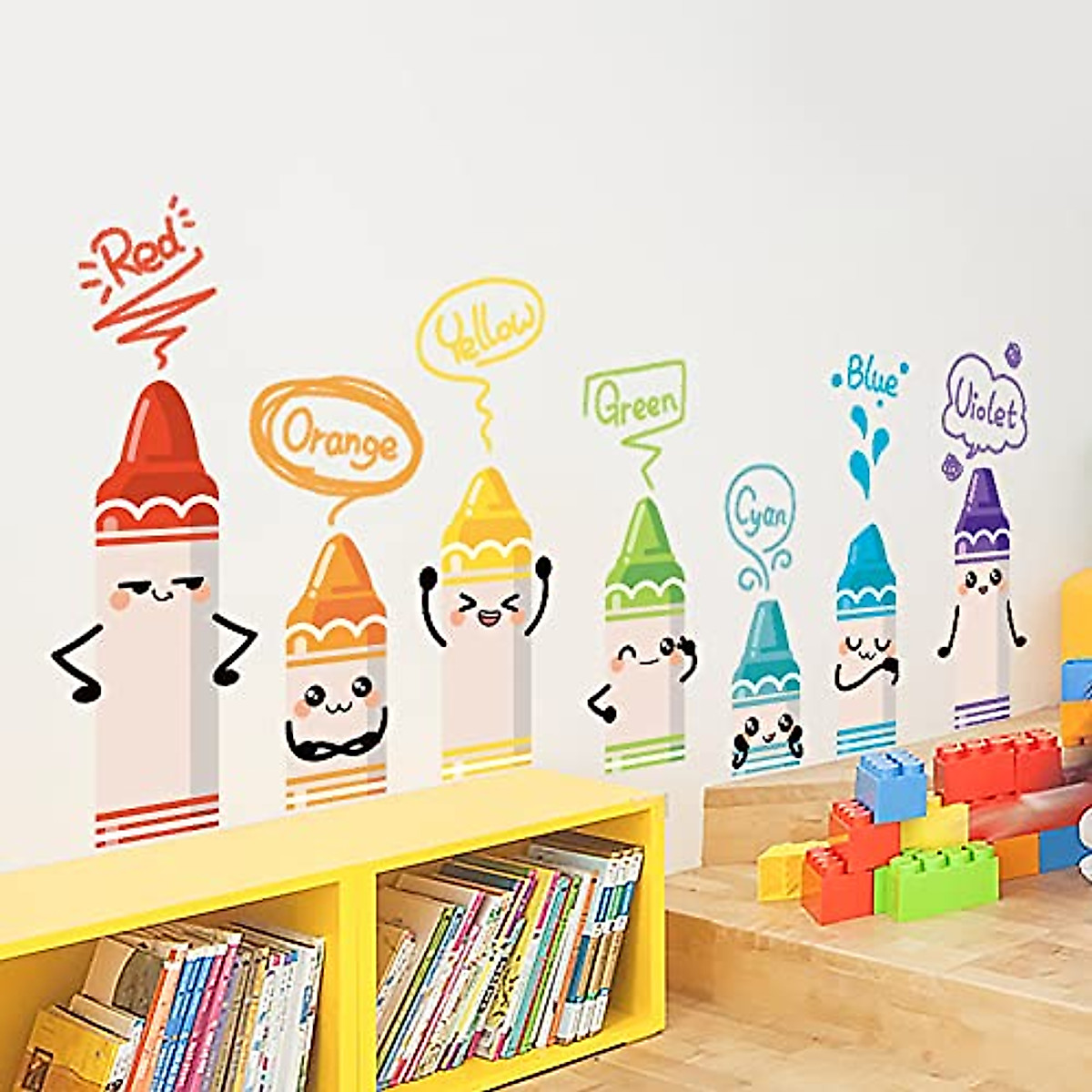 Crayon Color Wall Decals for Kids Rooms - Educational Wall Stickers