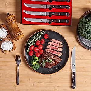 imarku Steak Knives, Steak Knives Set of 6, Premium Japanese Stainless Steel Steak Knife Set, Super Sharp Serrated Steak Knife with Pakkawood Handles and Gift Box