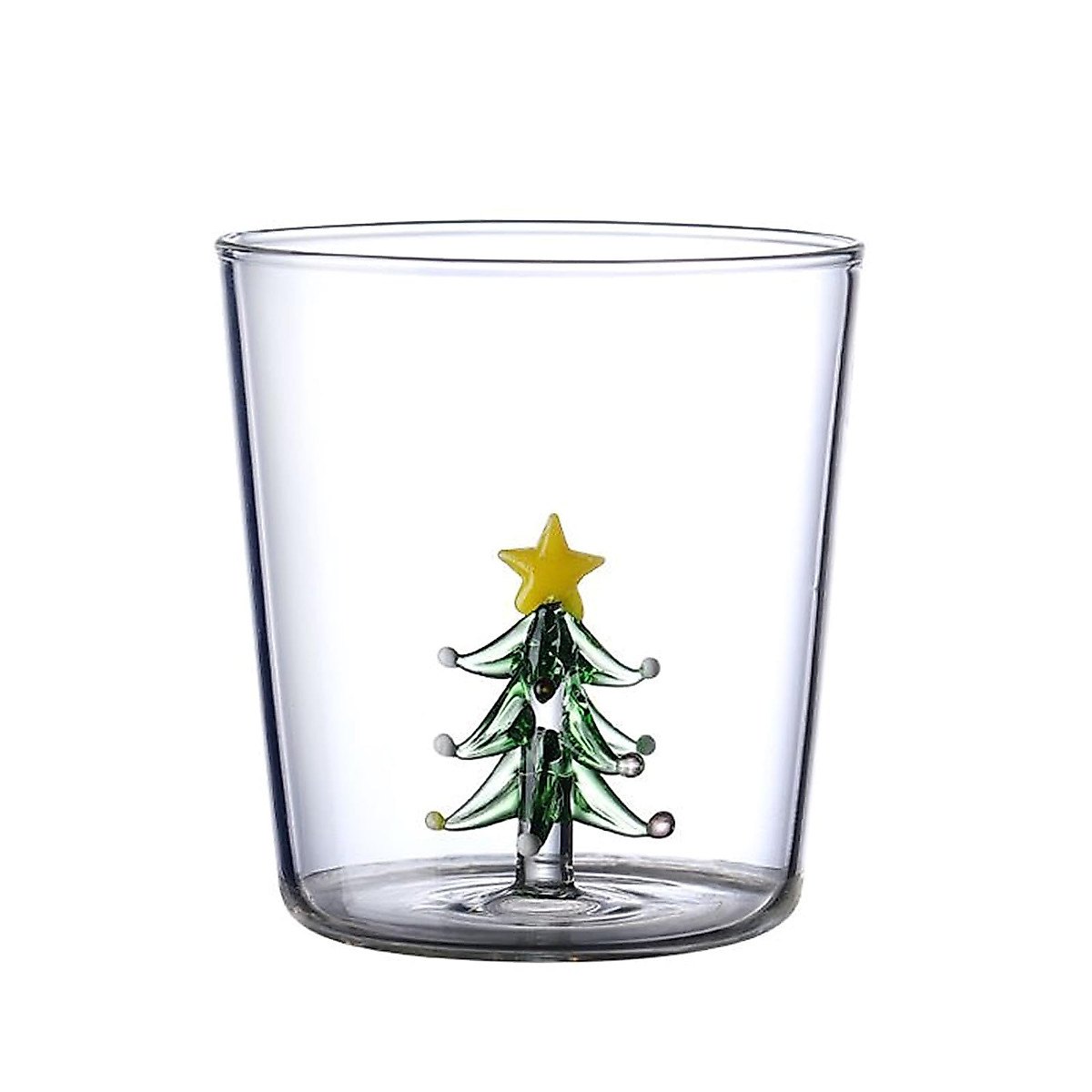 3D Cup With Christmas Tree Figurine Inside Stemless Glass For Wine Water Milk Goblet-Drinking Glass Cup