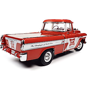 Auto World 1957 Chevy Cameo Pickup Truck Red and White 1/18 Diecast Model Car by Autoworld AW287
