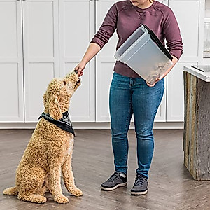 IRIS USA 10 Lbs / 12.75 Qt WeatherPro Airtight Pet Food Storage Container, for Dog Cat Bird and Other Pet Food Storage Bin, Keep Pests Out, Keep Fresh, Translucent Body, BPA Free, Clear/Black