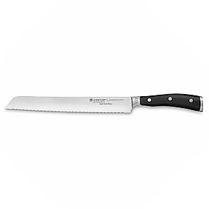 Wüsthof Classic IKON 9" Double Serrated Bread Knife, Black, Custom Engraved, Personalized