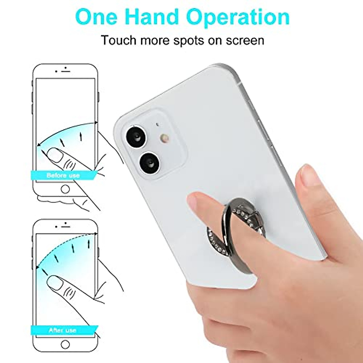 Bonoma Cute Love Heart Phone Ring Holder,4 Pack Ring Stand for Cell Phone Universal Finger Ring Stand Grip Kickstand Ring,360° Rotation Universal Stylish Stand Compatible with All Smartphones