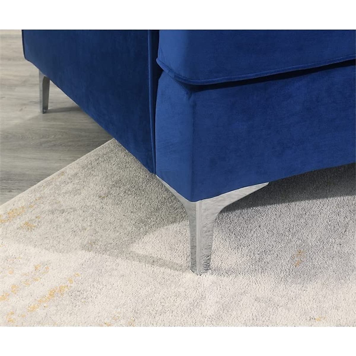 Legend Vansen Velvet Sofa for Living Room Oversized Round Shape Sectional, 142" L x 31" D x 36" H, Navy Blue