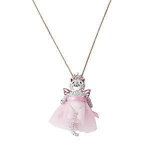 Betsey Johnson Cat Fairy Pendant Slider Necklace,Pink,373163GLD650