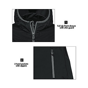 Little Donkey Andy Women's Lightweight Hooded Softshell Jacket for Running Travel Hiking, Windproof, Water Repellent Black Size L