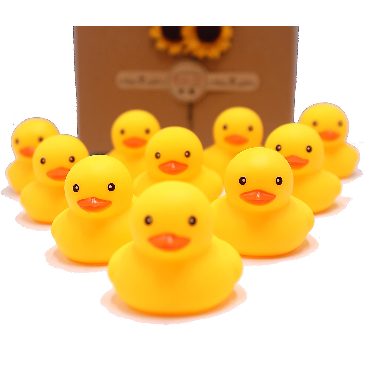 50-Pieces Float & Squeak Mini Rubber Duck Baby Bath Ducky Sound Shower Toys for Kids, Mini Round Eye Rubber Ducks Baby Shower Toy for Toddlers Boys Girls