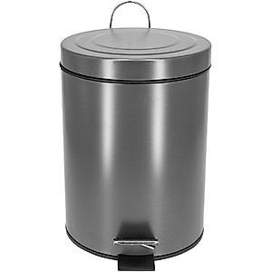 HOMEFITS Round 5L/1.3 Gal Trash Bin Plastic w/Lid-Eco, Easy Clean, Suitable for Bathroom, Bedroom, Office-Long Life Durable White Bathroom Trash, Office Bin