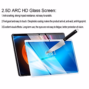 Tablet 10 Inch 2.5D Tempered Glass HD Display Dual SIM Card Slot Tablet ,Android 6.0,Quad Core Processor with Dual Camera /WiFi/Bluetooth/GPS (Black)