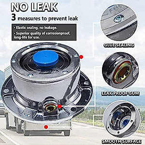 iBroPrat 4pcs 343-4009 Aluminum Hub Cap for Trailer Axle, 3434009 6 Holes Hub Caps with Side Pipe Plugs Gaskets and Extra 4pcs Blue Rubber Plugs