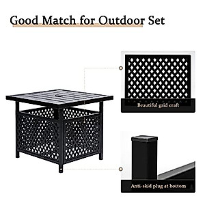 SUNCROWN Outdoor Patio Side Table with 1.57" Umbrella Hole, Patio Bistro Square Table, Garden Furniture Deck Pool Table