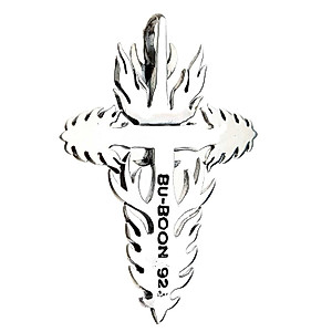Bikerringshop Sterling Silver Flame Cross Skull Pendant