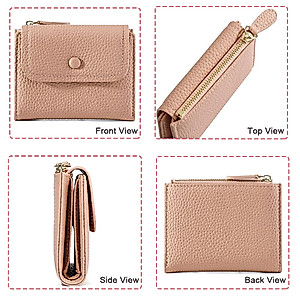 Sunwel Fashion Women's Small Zipper Bifold Wallet Card Holder ID Window Purse Zip Coin Pouch for Ladies