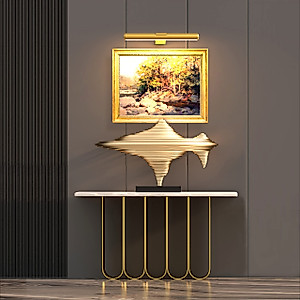 Gold Wireless Led Picture Light with Remote Control - Rechargeable Battery, Metal Art Display Accent Light, 300LM, Dimmable for Gallery, Dartboard