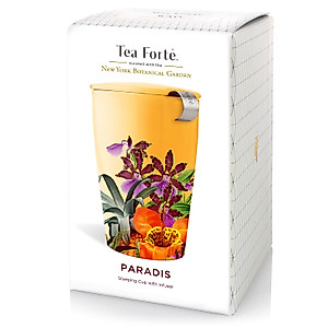 Tea Forte Kati Cup Paradis, Ceramic Tea Infuser Cup with Infuser Basket and Lid for Steeping Loose Leaf Tea