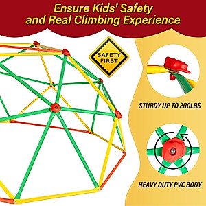 NAQIER 6FT Climbing Dome 2022 Upgraded Geometric Dome Climber for Kids Outdoor Jungle Gym Monkey Bars for Backyard Support 500LBS Indoor Climbing Toys for Toddlers 1-3