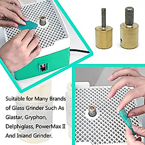 Jarshtime Glass Grinder Bits 4 PCS Diamond Stained Glass Grinding Wheel Includes 1 3/4 1/4 1/8 Inch Diamond Glass Grinder Heads