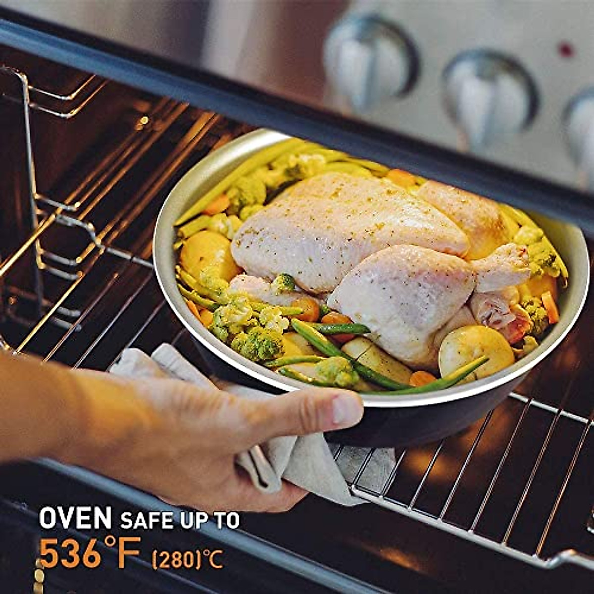 SHINEURI 3 Pieces Removable Handle Cookware, Stackable Pots And Pans Set, Nonstick Pot and Pan Set,Nonstick Frying Pans for Home & Camping, Dishwasher Safe, Oven Safe - 8/9.5 inch