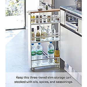 YAMAZAKI home Tower Rolling Slim Storage Cart With Handle White
