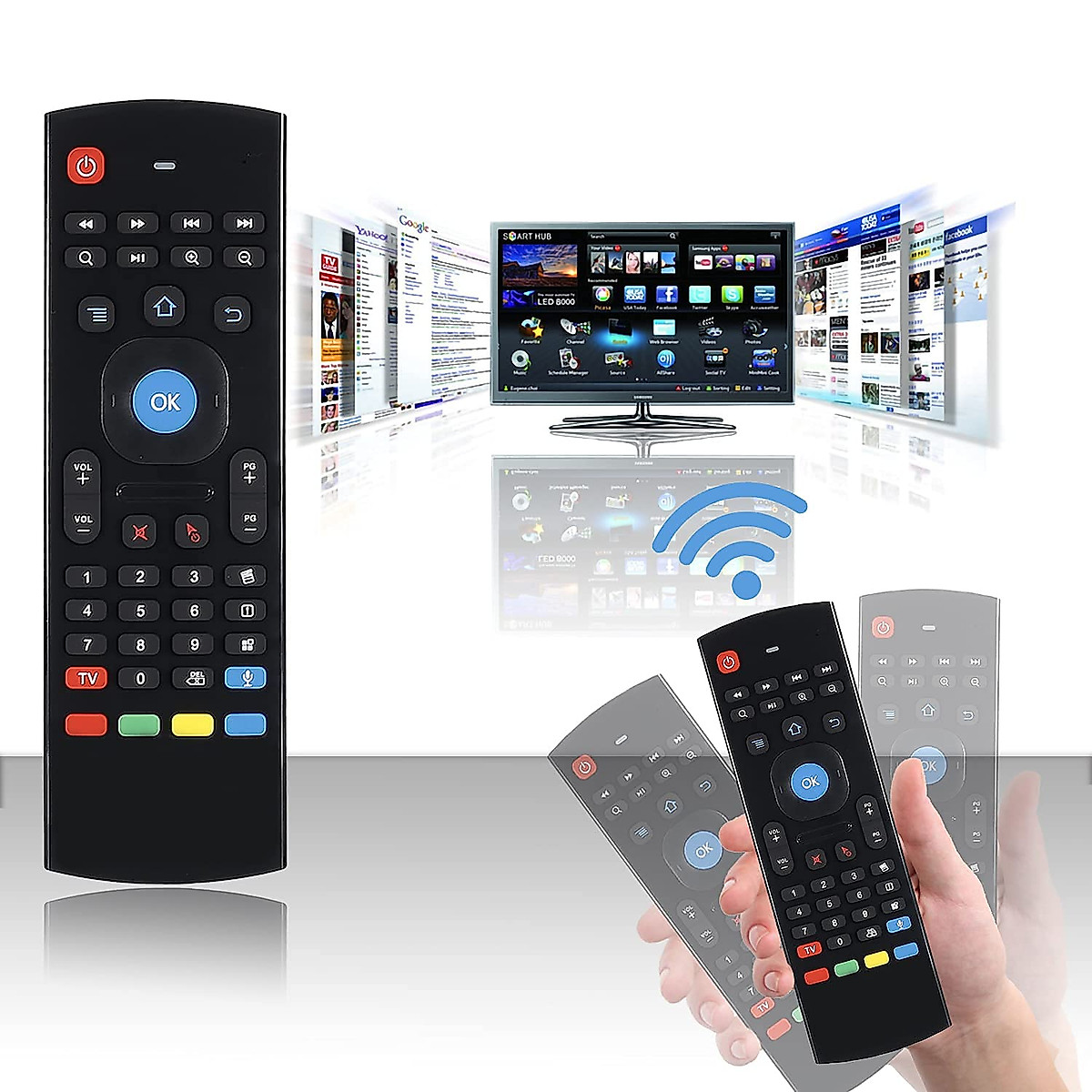 CHUNGHOP MX3 Voice Air Mouse Mini Keyboard Wireless Remote, 2.4G Multifunctional Fly Mouse with Motion Sensing Game Handle for 3-Gsensor HTPC Mini PC PS3/4 Xbox 360 and Android Smart TV Box 3-Gyro
