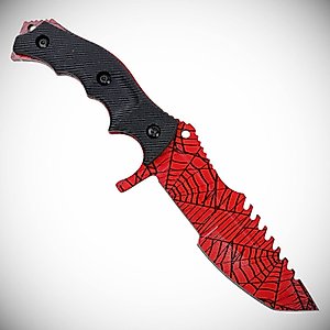 8.5" Red Black Spider Web Hunting Knife Stainless Steel Survival Fixed Blade Outdoor Knives