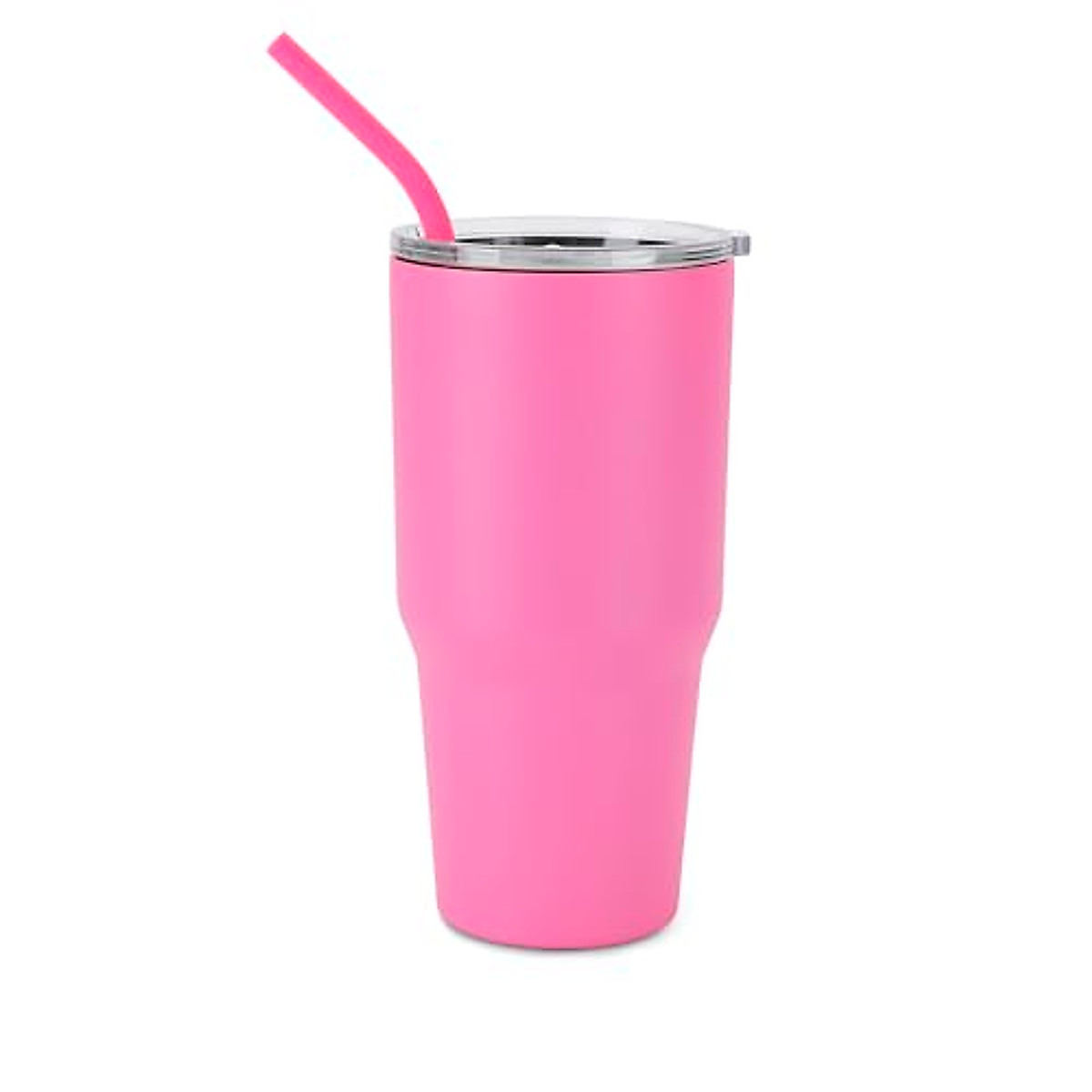 makerflo 30 oz Pink Powder Coated Tumbler Pack of 1 with Upgrad Handle Option, Includes a Sliding Splash & Leak Proof Lid, Ideal for Craft, Personalization (Laser Engraving, UV DTF, Epoxy, Vinyl)