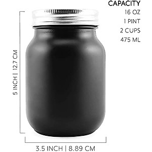 Darware Black Chalkboard Mason Jars (Pint Size, 6-Pack); Black-Coated Blackboard Surface Glass Jars for Arts and Crafts, Gifts, and Rustic Home Decor