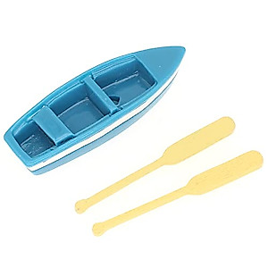 4 Pack Miniature Rowboat Little Resin Boat Canoe Model with Oars for Fairy Garden Home Decoration [FDXGYH]
