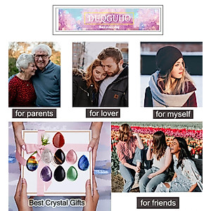 DUQGUHO Healing Crystals Natural 7 Chakra Thumb Worry Stone Crystal Quartz for Anxiety Reiki Meditation Accessories Worry Stone 1.7"