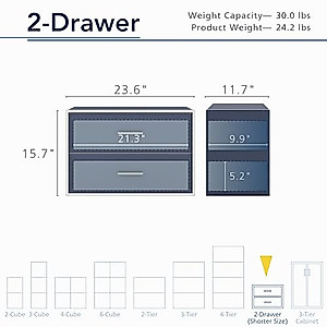 HOMES: Inside + Out Apexa 2-Drawer Wooden Stackable Storage Drawers, Small Food Pantry Cabinet, Cajonera De Madera, Underbed Drawer Dorm Teen Room Decor & Bedroom, Home Office, Kitchen, Steel Blue