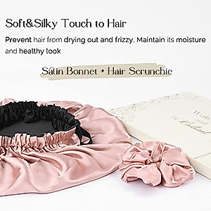 YANIBEST Satin Bonnet Silk Bonnet Hair Bonnet for Sleeping Satin Cap Extra Large Reversible for Women Curly Natural Hair Blush Pink