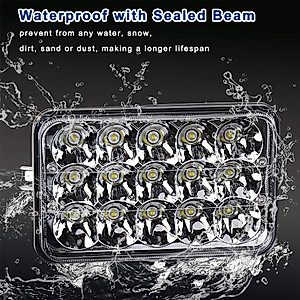 Dot Approved 4x6 Inch LED Headlights Hi/Lo Sealed Beam Replace Projector Rectangular H4651 H4652 H4656 H6545 Headlamp Peterbil KW Kenworth Freightinger Ford Probe Chevy Oldsmobile Cutlass 4PCS