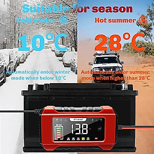 Car Battery Charger, 12V 6A Smart Battery Trickle Charger Automotive 12V Battery Maintainer Desulfator with Temperature Compensation for Car Truck Motorcycle Lawn Mower Marine