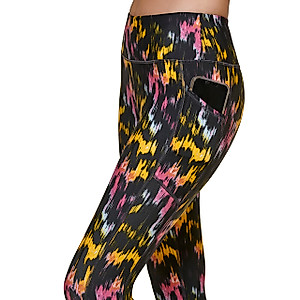 DKNY Women's Tight Printed High Waist Performance Leggings, Currant Light Trace, X-Large