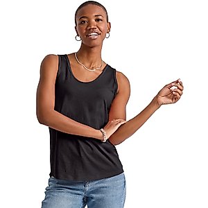 Hanes Originals Top, Cotton Tanks for Women, Relaxed Fit, Sleeveless, Plus, Black, Large