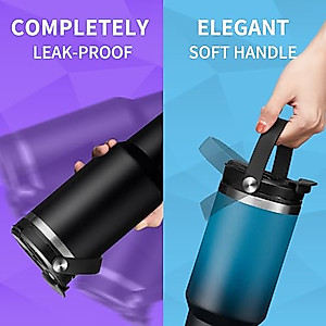 RRYFOUR 40 OZ Tumblers with Lid and Straw - Travel Coffee Tumbler Keep Cold-36H & Hot-12H, Wide Mouth Insulated Water Bottles for Work Sport Gym, Stainless Steel Tumbler Mug Leak Proof