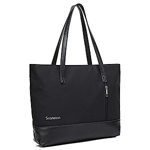 Scarleton Water Resistant Tote Bag for Women, Multi Pocket Diaper Bag, Multipurpose Casual Bag and Laptop Bag, H205501, Black