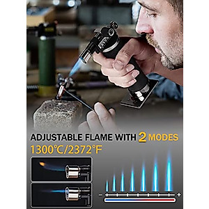 ravs Butane Torch Lighter with DUAL Flame Mode, Refillable Kitchen Torch Lighter Cooking Torch, Blow Torch with Safety Lock and Adjustable Flame, Soldering Torch for Welding, Resin Art, Industrial